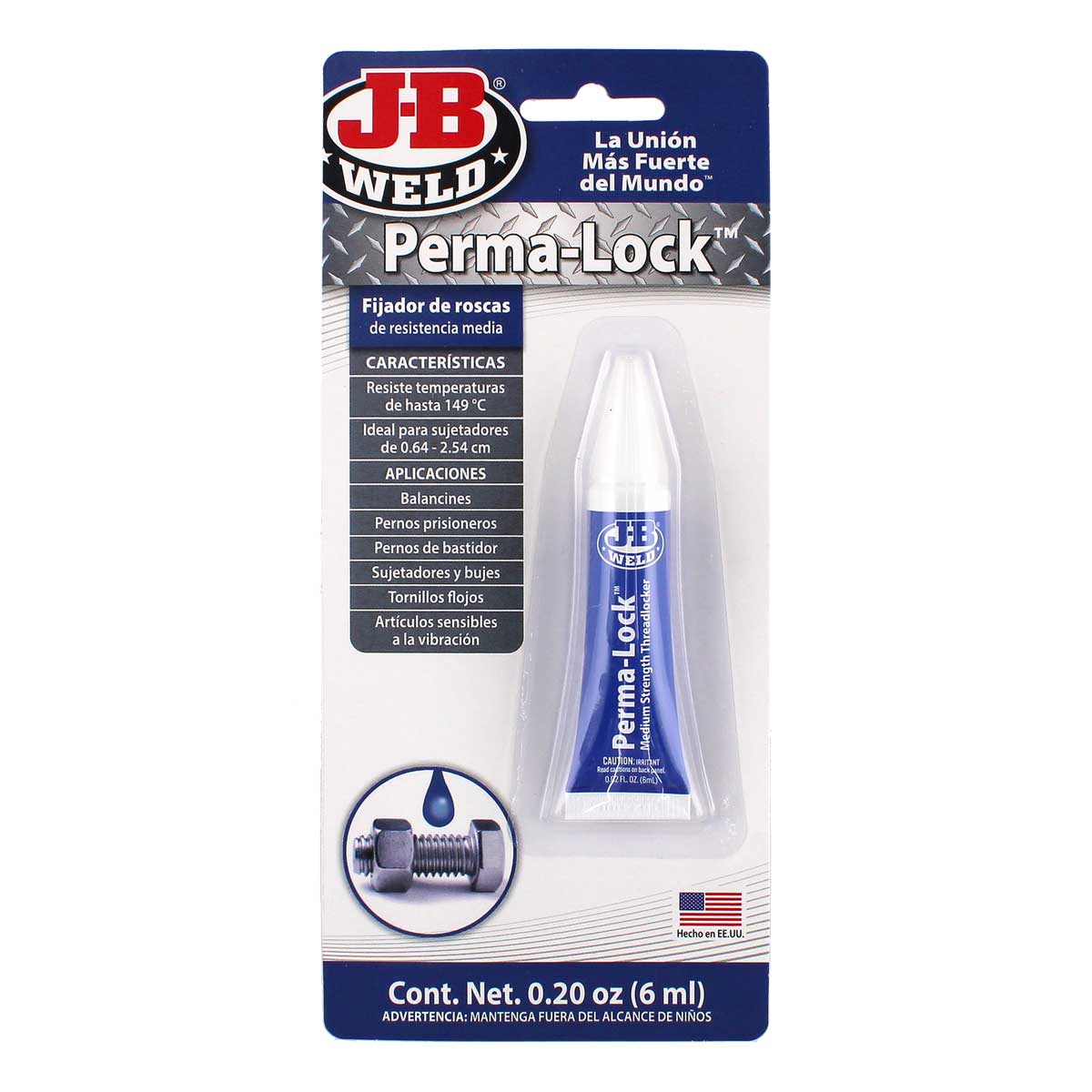 Fijador de roscas de resistencia media 6 ml Perma-Lock 24206SPA JB-WELD ...