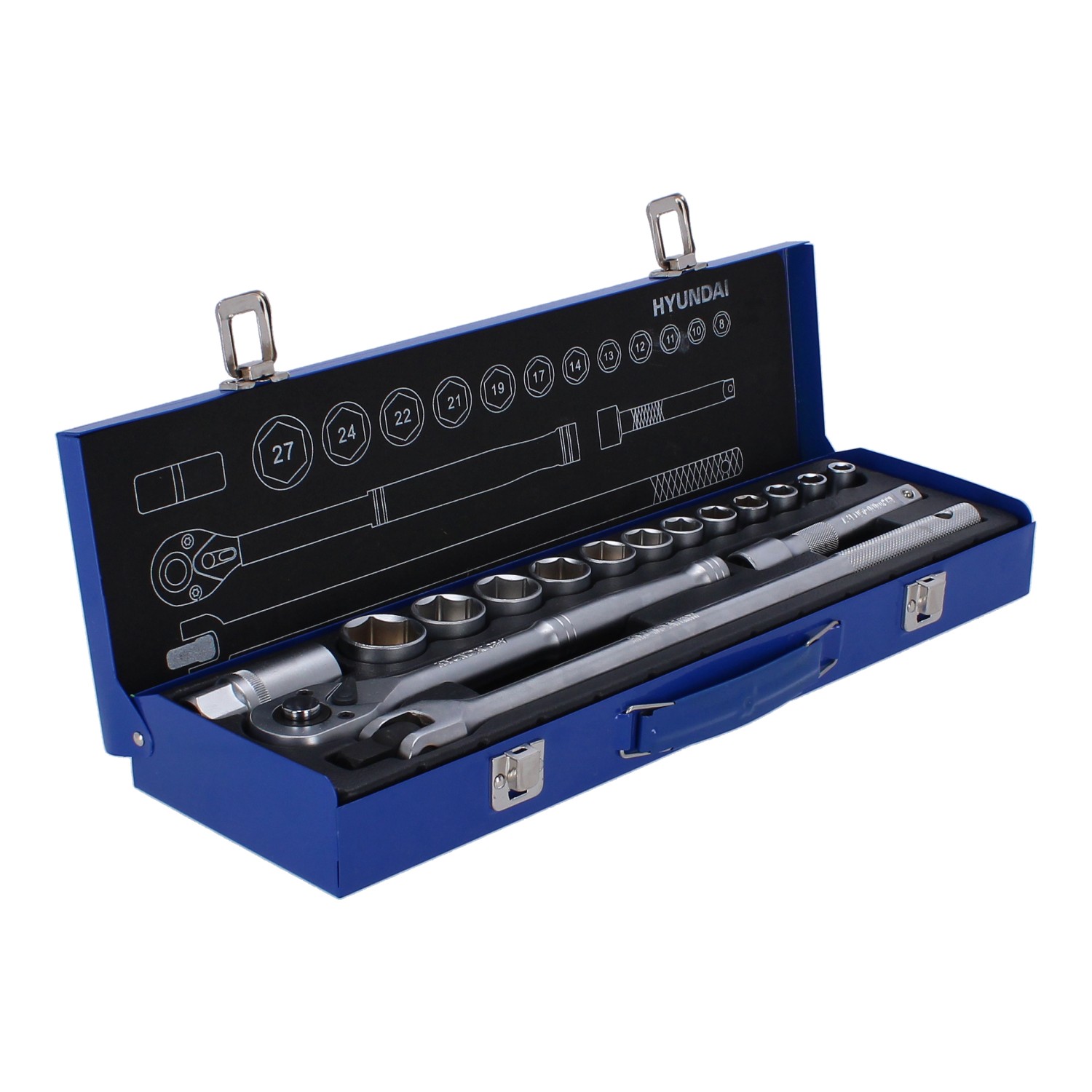 Autoclé milimétrico mando 1/2" 16 piezas HYJH16 Hyundai - FERRETIP INOVA