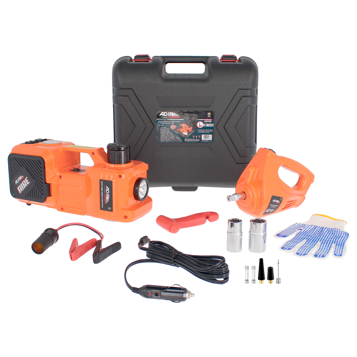 Gato hidráulico eléctrico de 5 toneladas kit 3 en 1 15734 Adir ...